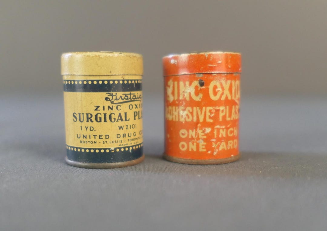 2 Vintage First Aid Containers, Adhesive and Surgical Plaster 1920s ...