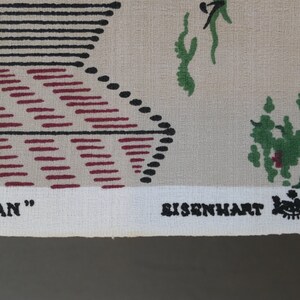 Vintage Asian Sampan Boat Barkcloth Fabric 49x 3 Yards, 1950s Grey ...