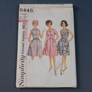 Vintage 1960s Dress Pattern Button Front, 35 Bust, Simplicity 5445 - Etsy