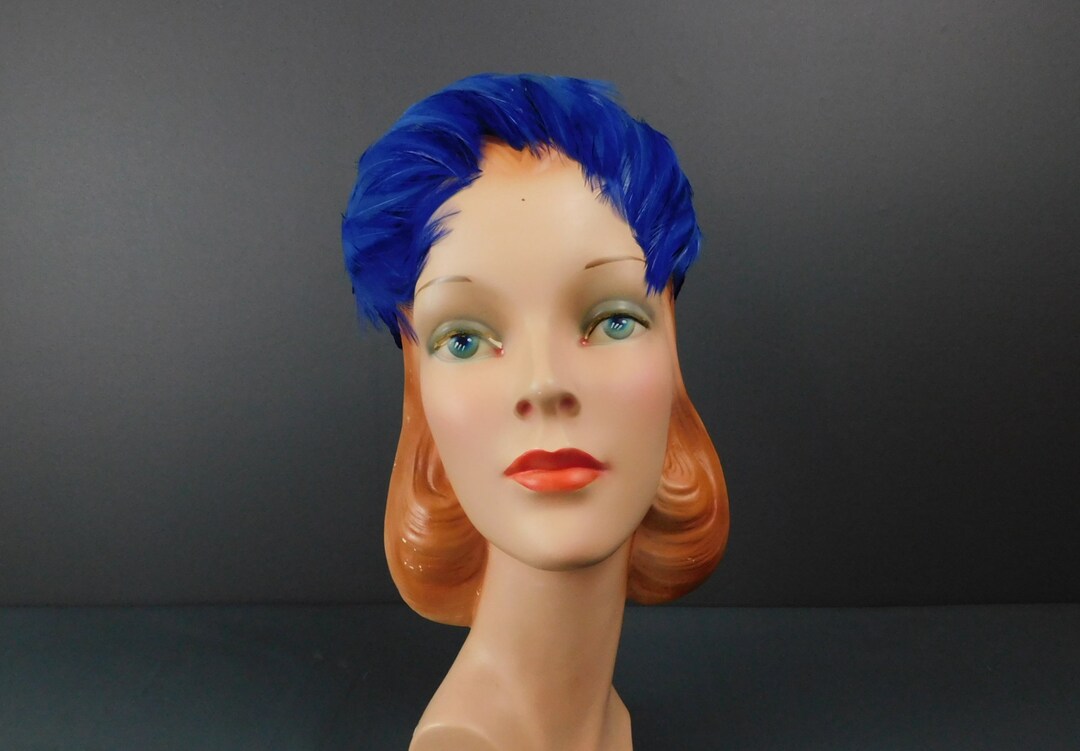 Vintage 1950s Blue Feathers Evening Hat, 21 Inch Head - Etsy
