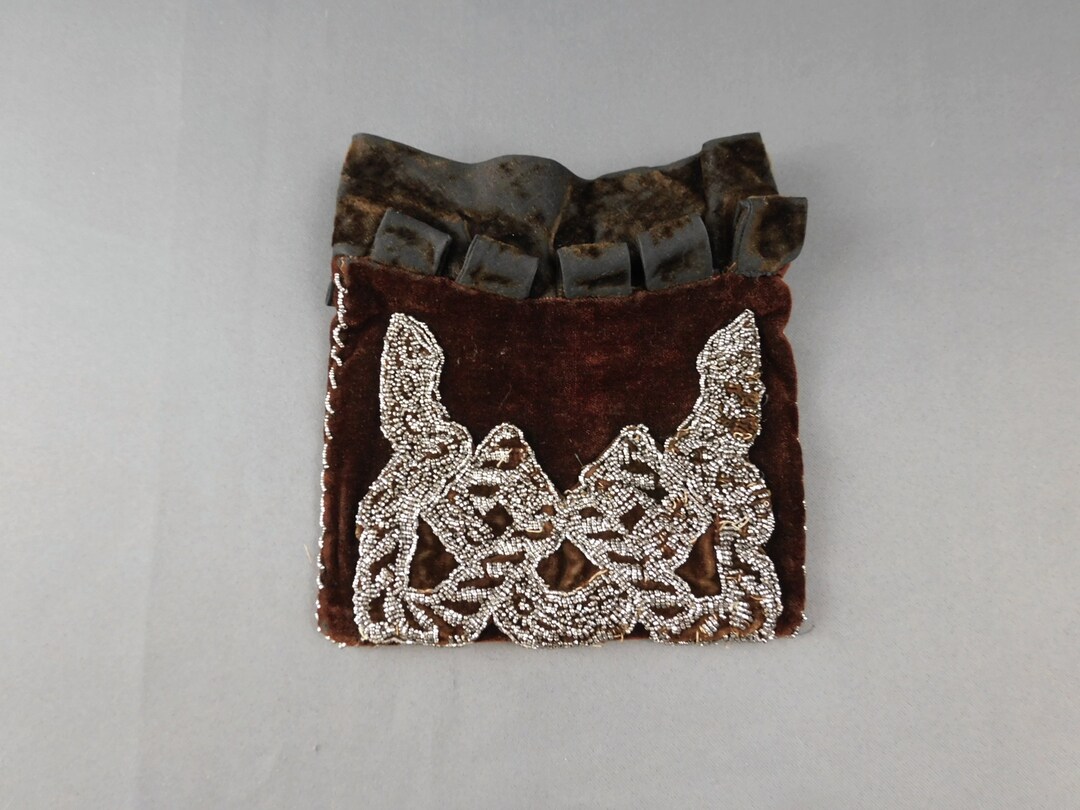 Antique Beaded Brown Velvet Purse, Small Victorian 1800s, With Issues ...