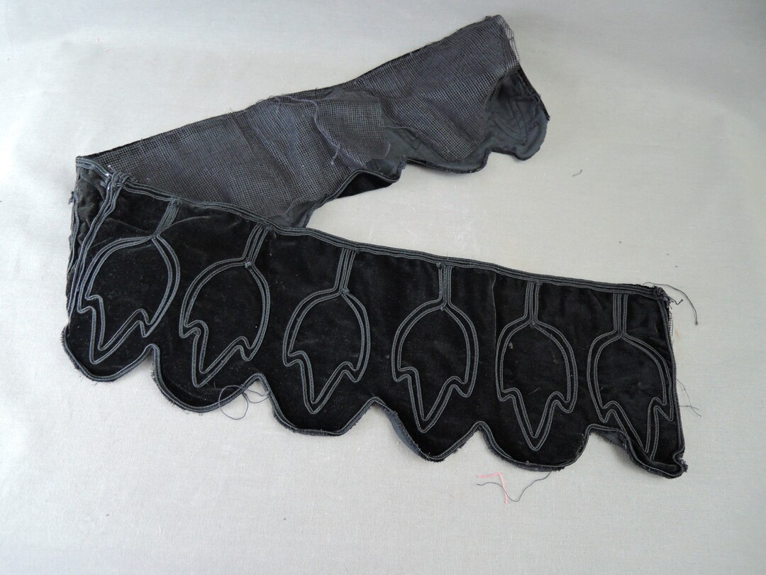 Victorian Black Velvet Trim With Cord, Dress Cape Remnant, 36 Inches - Etsy
