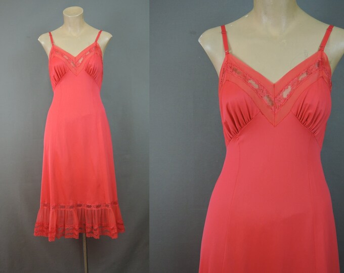 Vintage Red Nylon Slip With Sheer Wide Pleats 1960s Fits 33 - Etsy