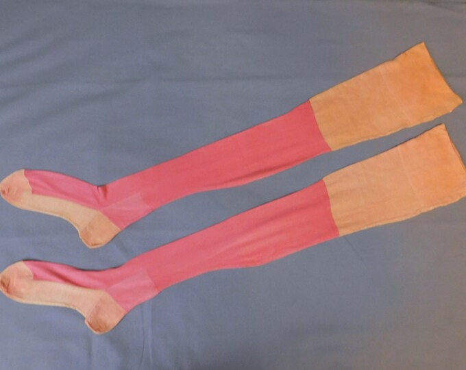 Vintage 1920s Coral Pink and Peach Seamed Stockings Size 8-1/2 - Etsy