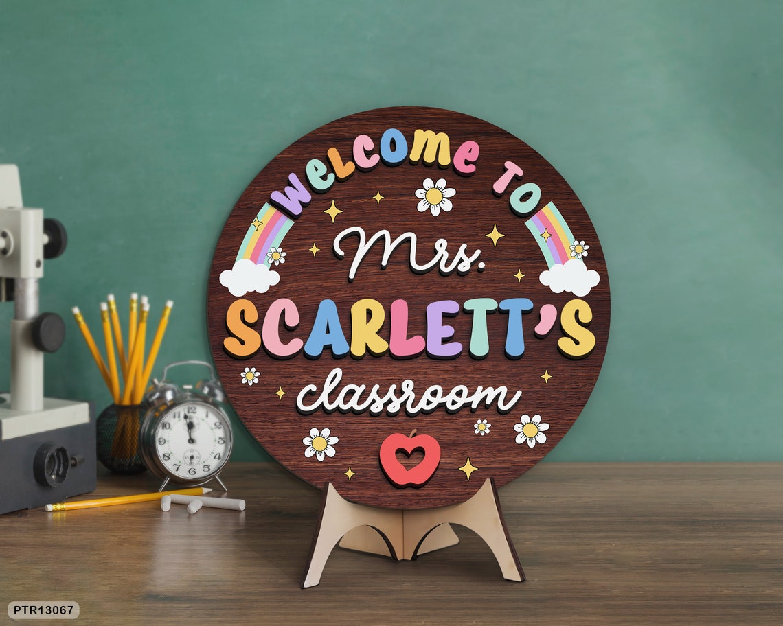 Custom 3D Teacher Door Sign, Welcome Classroom Decor, Teacher Door ...