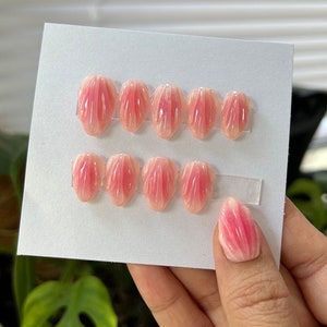 Pink Aura Seashell Nails | Press on Nails | Seashell Nails | Trending ...