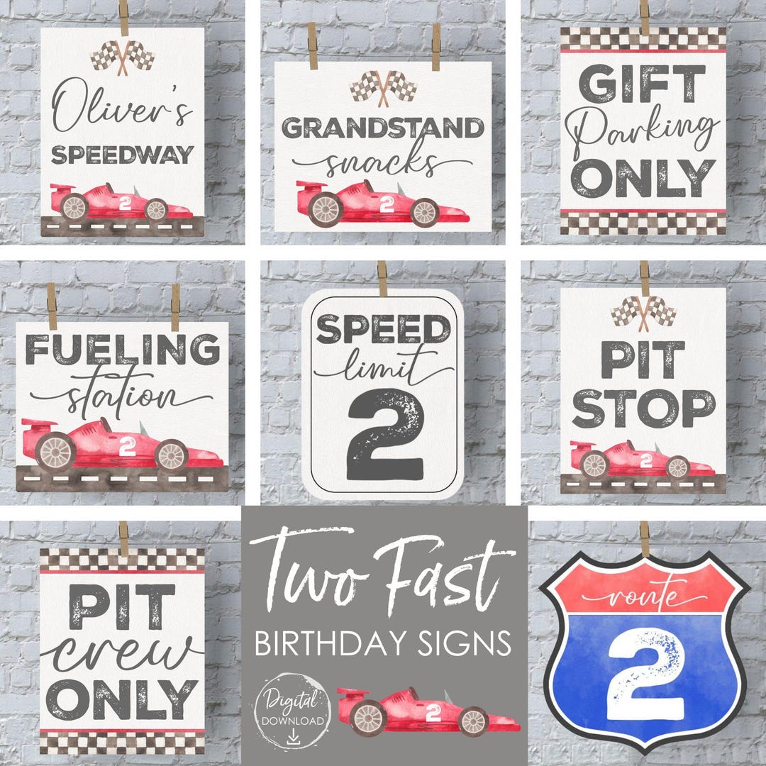 Two Fast Birthday Decoration, Race Car Birthday, 2 Fast 2 Curious ...