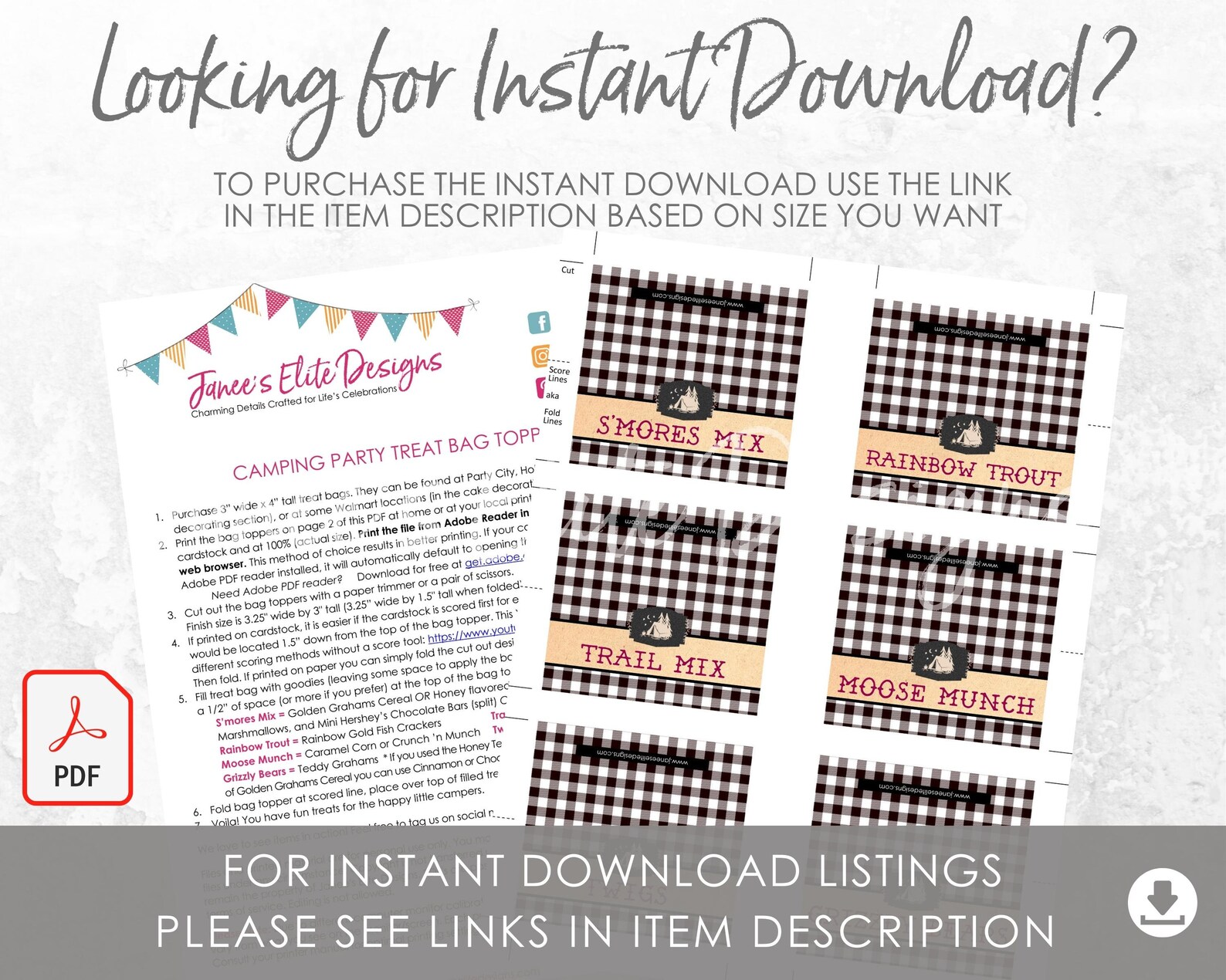 Camping Party Treat Bag Toppers Camping Party Favors Goodie - Etsy