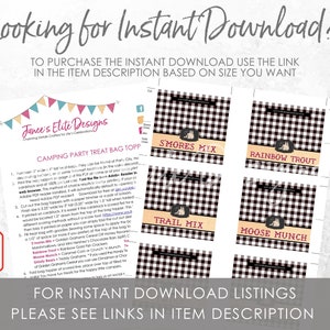 Camping Party, Treat Bag Toppers, Camping Party Favors, Goodie Bags ...