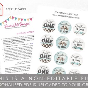Race Car Cupcake Toppers Fast One Birthday Race Car - Etsy