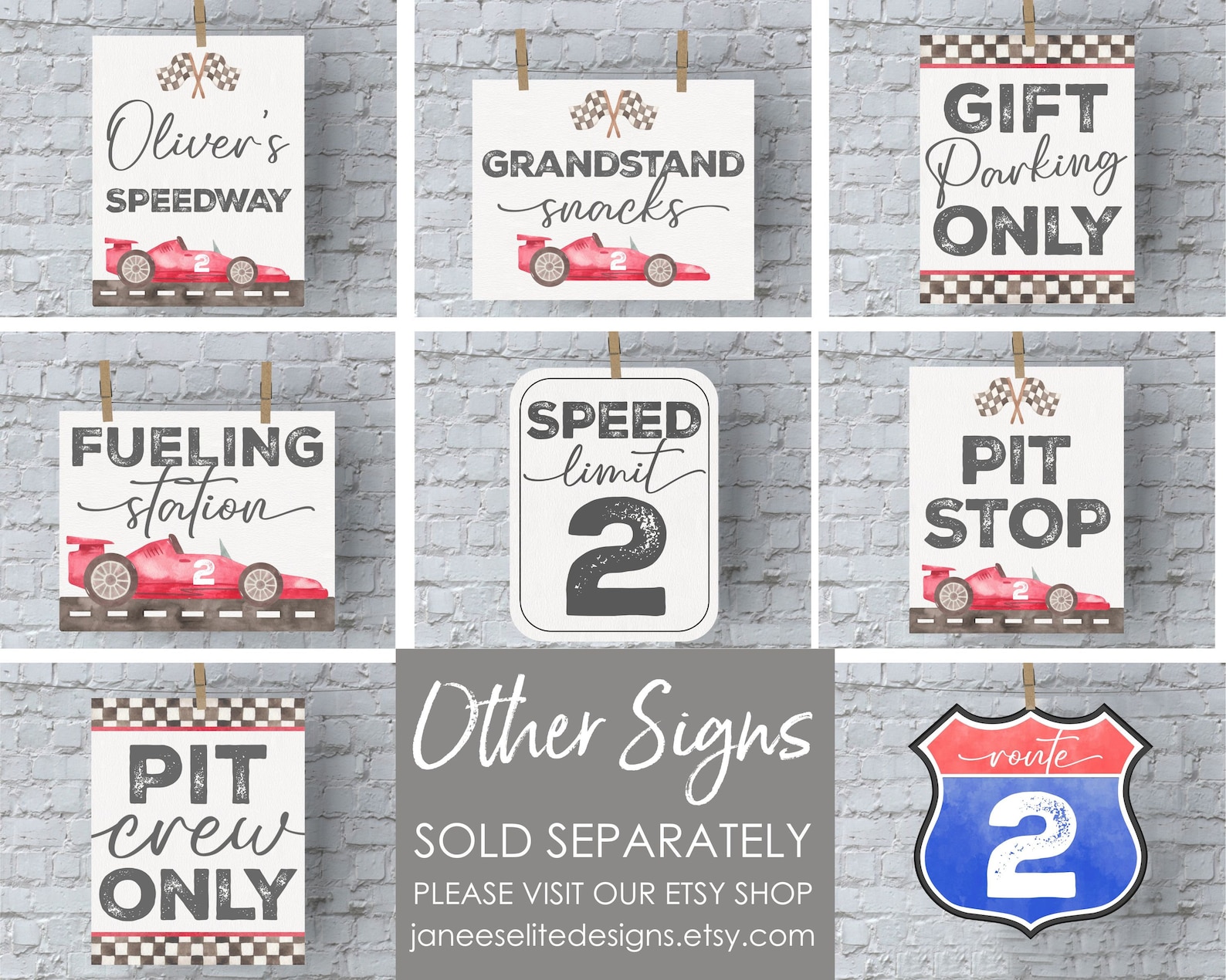 Gift Parking Only Sign Race Car Party Fast One Birthday Two - Etsy