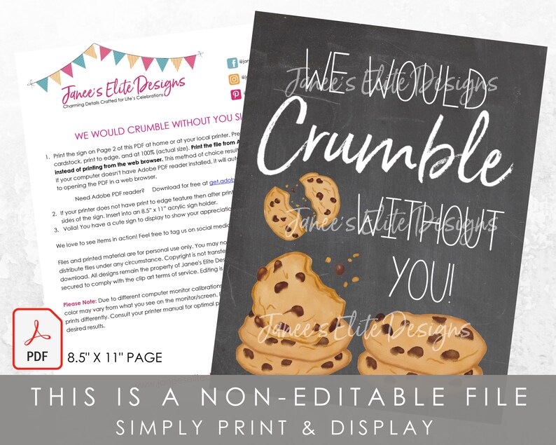 Teacher Appreciation Printable We Would Crumble Without You - Etsy