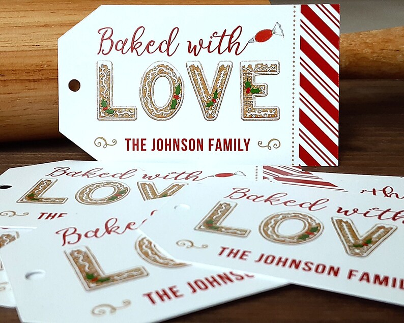 Baked With Love Tags Christmas Gift Tags Holiday Party | Etsy