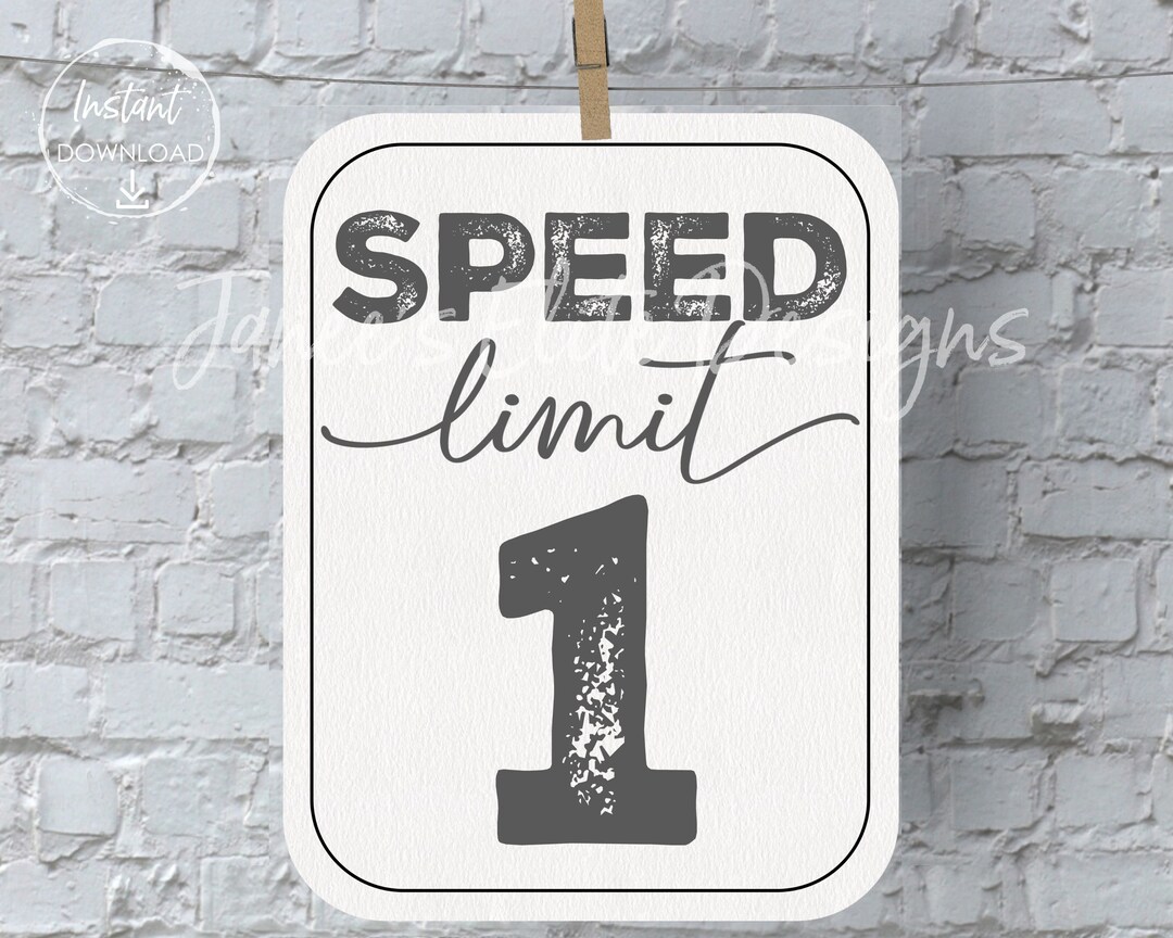 Speed Limit 1 Sign, Fast One Birthday Decorations, Race Car Birthday ...