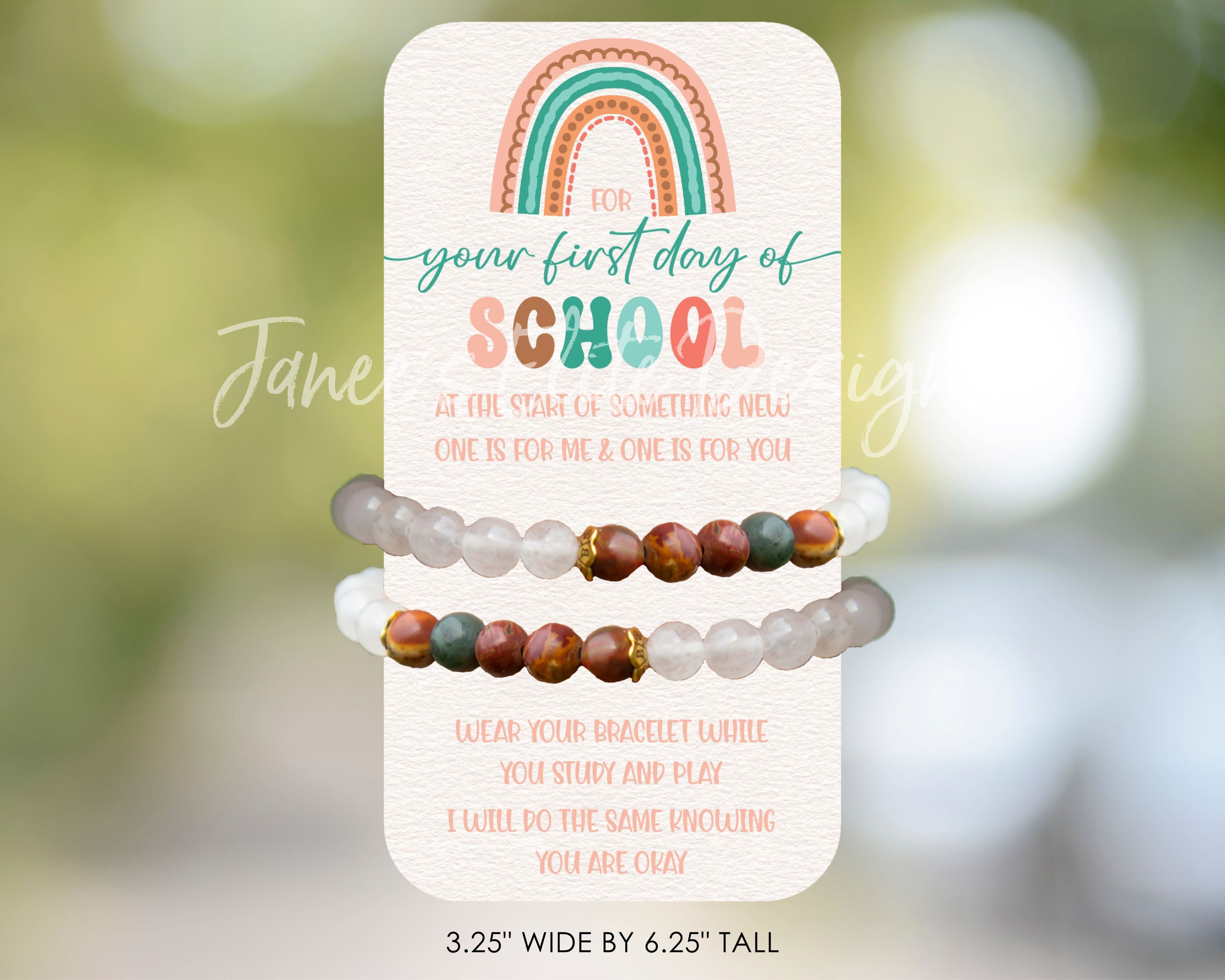 Boho Back to School Bracelet Card Printable Mommy and Me Bracelet First ...