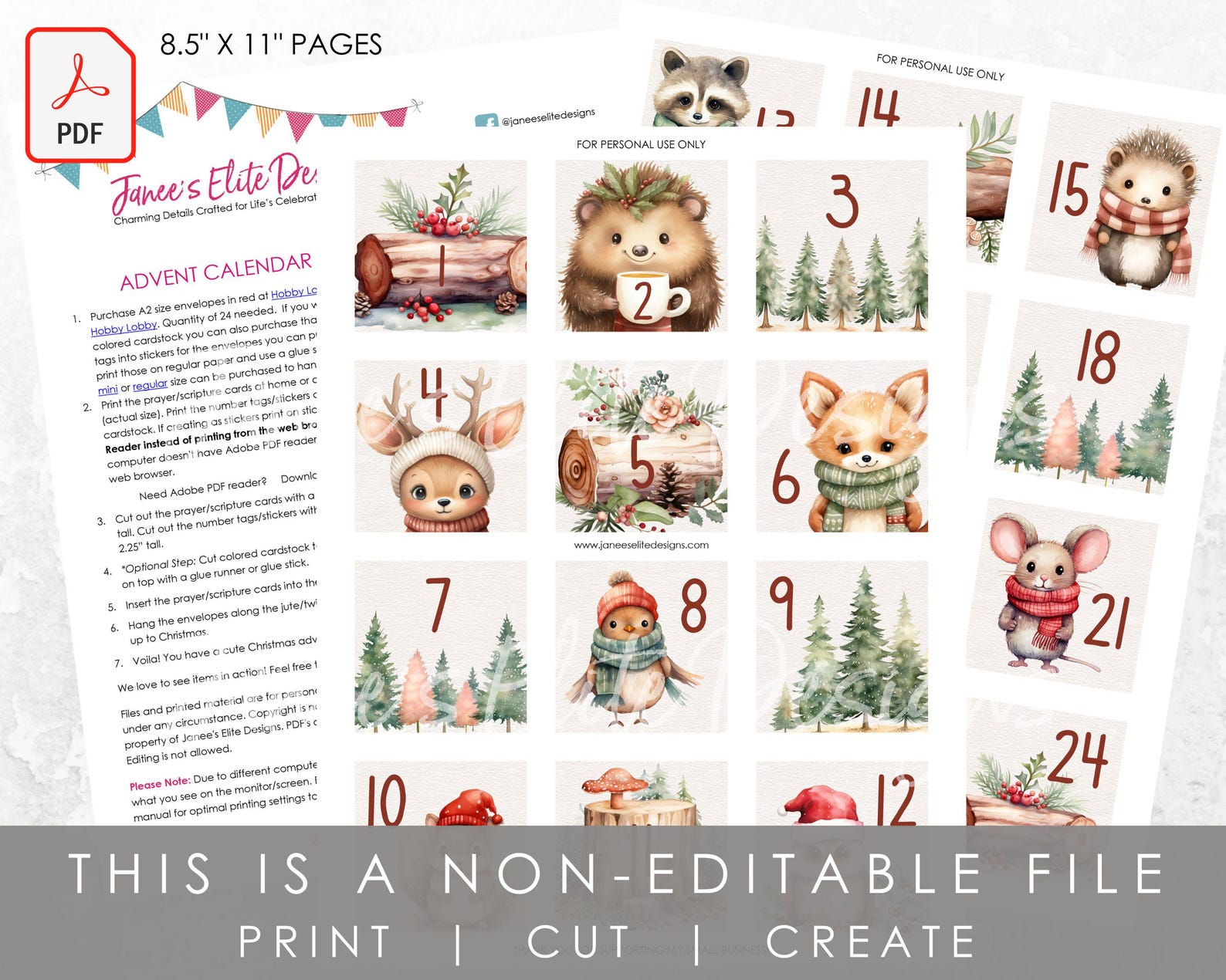 Christmas Countdown Calendar Numbers 24 Days Advent Calendar for Kids ...