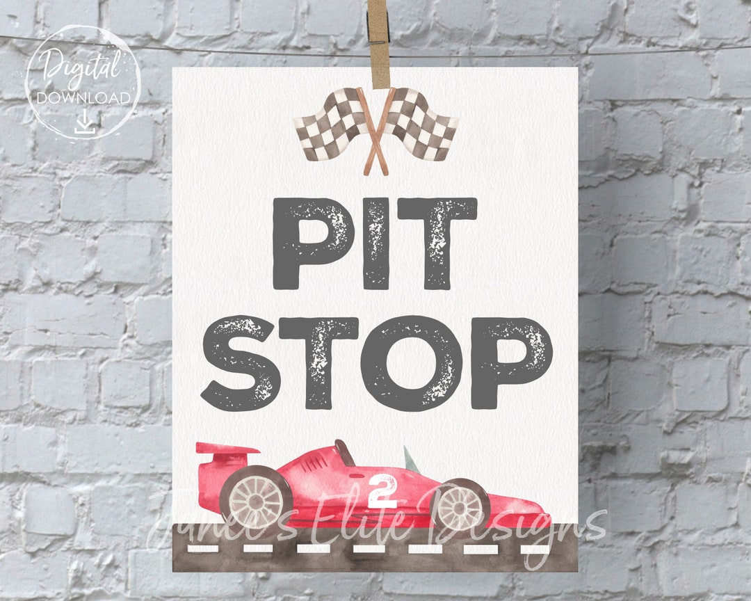 Race Car Birthday Decorations, Pit Stop Sign, Vintage Race Car Birthday ...