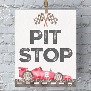 Race Car Birthday Decorations, Pit Stop Sign, Vintage Race Car Birthday ...