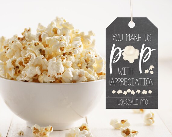 Teacher Appreciation Week, Popcorn Gift Tag, Employee Appreciation ...