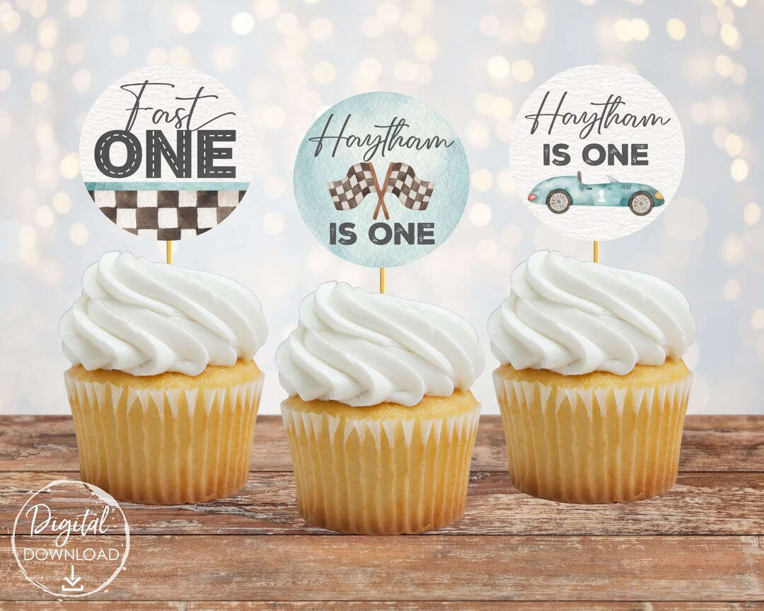 Race Car Cupcake Toppers Fast One Birthday Race Car - Etsy