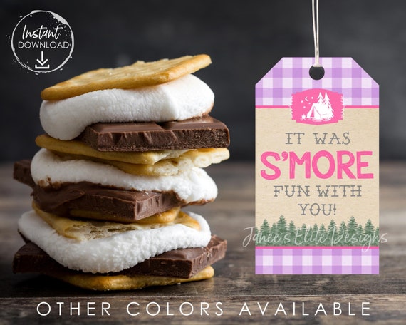 Camping Party Printables, Girls Camping Party, Smore Tag, Camping Party ...
