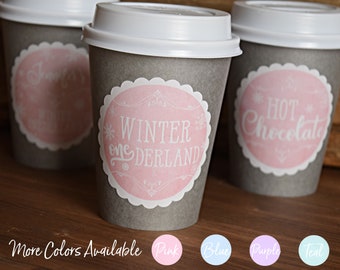 Hot Chocolate Bar Kit Printable, Winter Onederland First Birthday Party ...