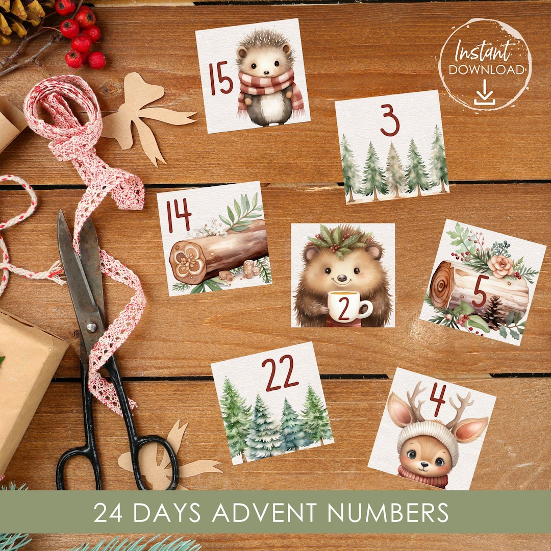 Christmas Countdown Calendar Numbers 24 Days Advent Calendar for Kids ...
