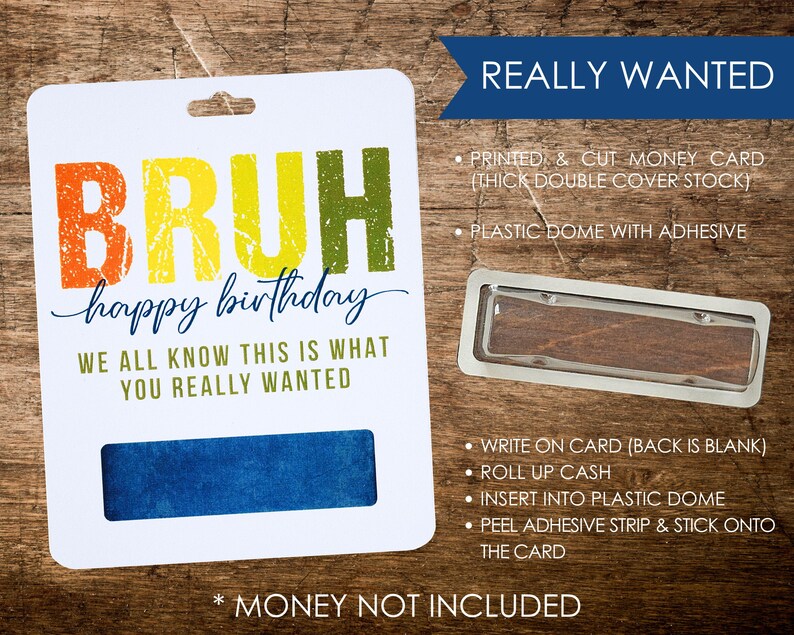 Bruh Money Card Funny Cash Gift for Teen Boy Money Gift Card Holder ...