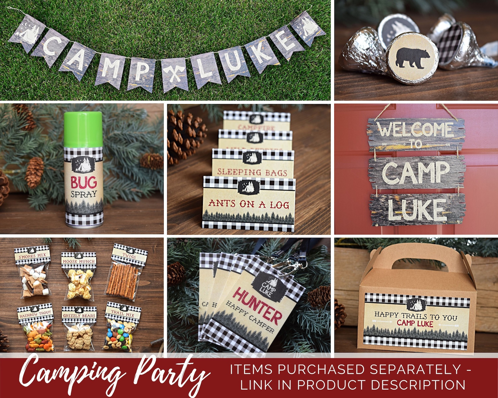 Camping Party Treat Bag Toppers Camping Party Favors Goodie - Etsy