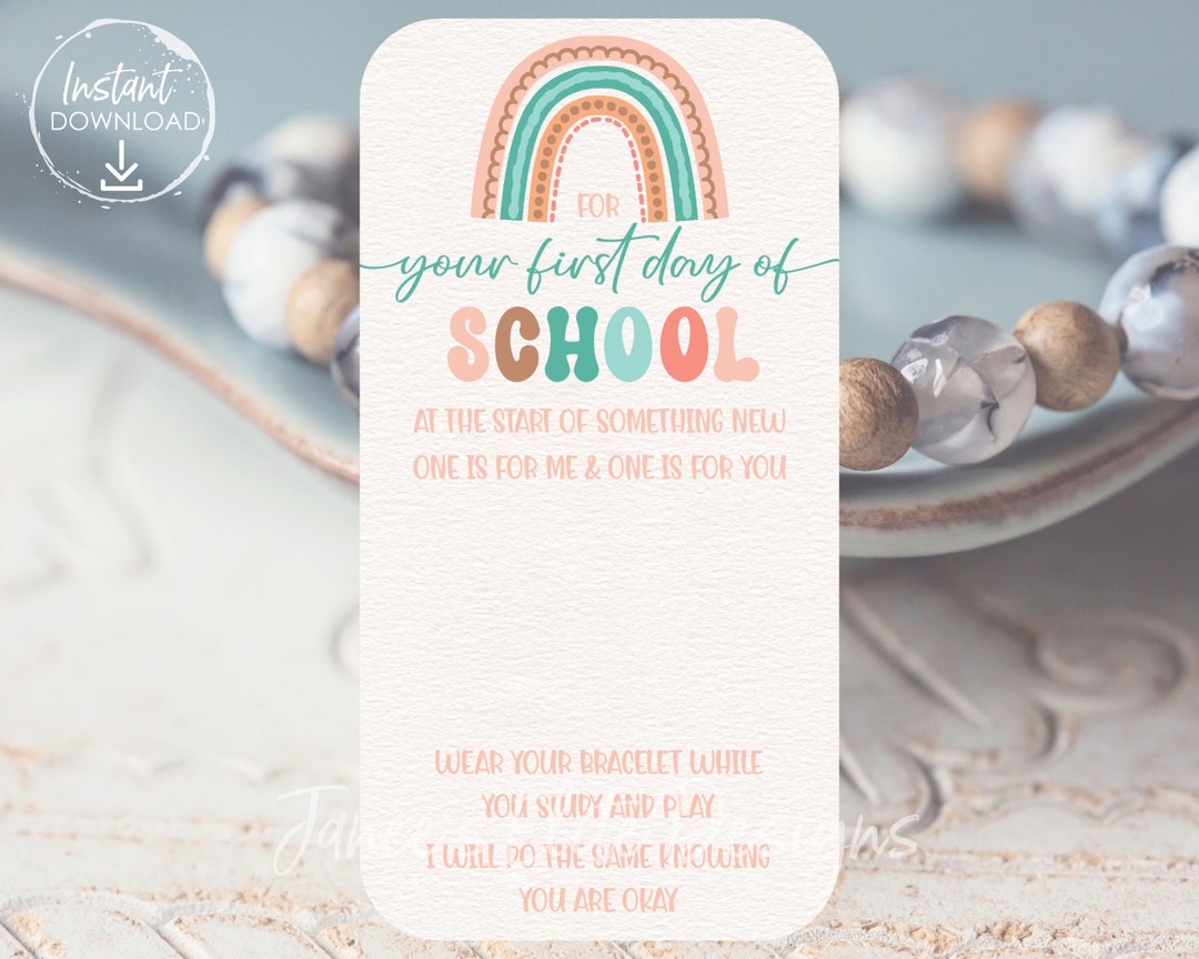 Boho Back to School Bracelet Card Printable Mommy and Me Bracelet First ...