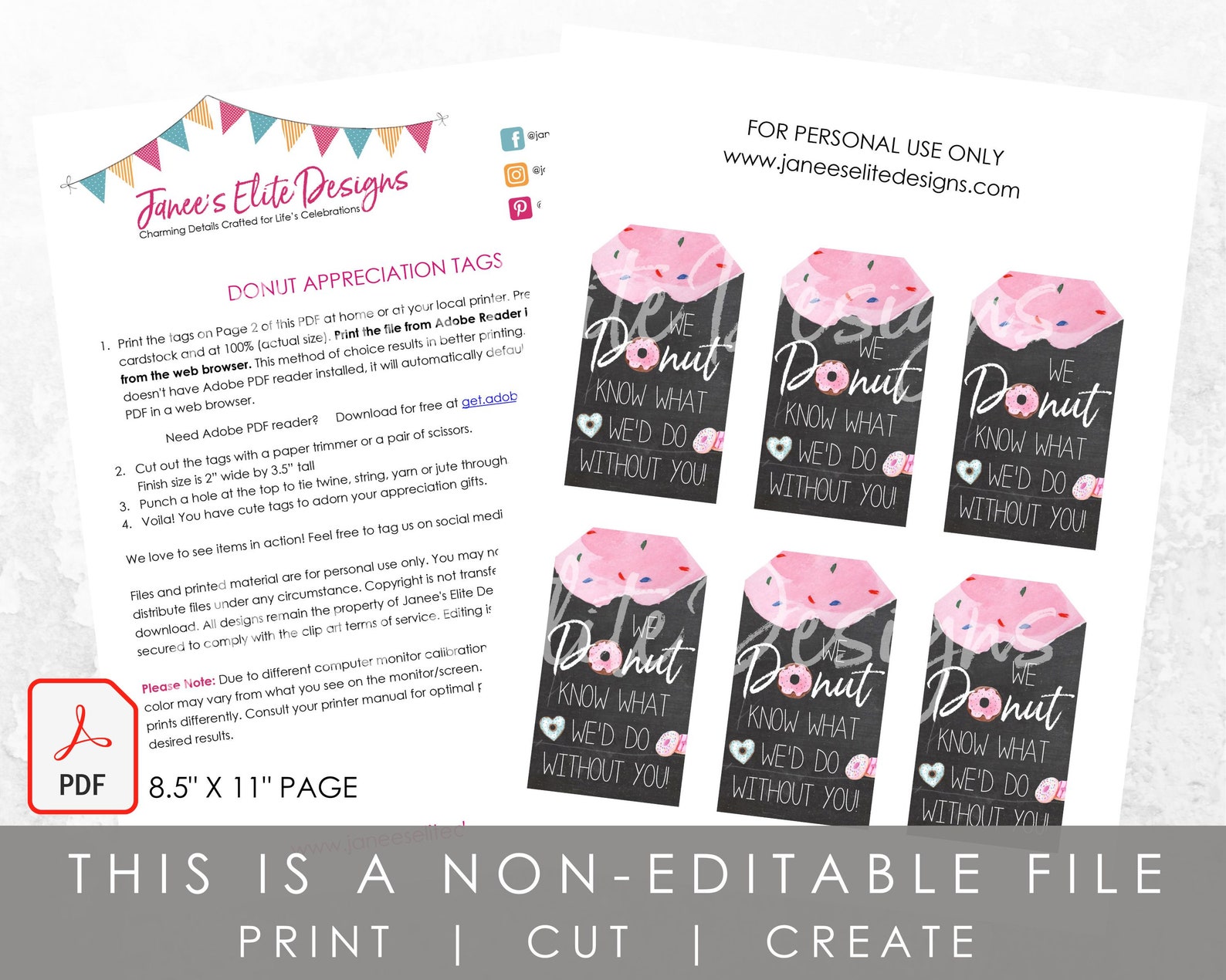 Teacher Appreciation Week Gift Tags, We Donut Know What We'd Do Without ...