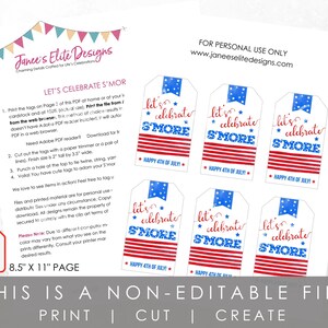 Patriotic Printables, Smore Tag, 4th of July Printable, Fourth of July ...