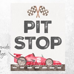 Race Car Birthday Decorations, Pit Stop Sign, Vintage Race Car Birthday ...