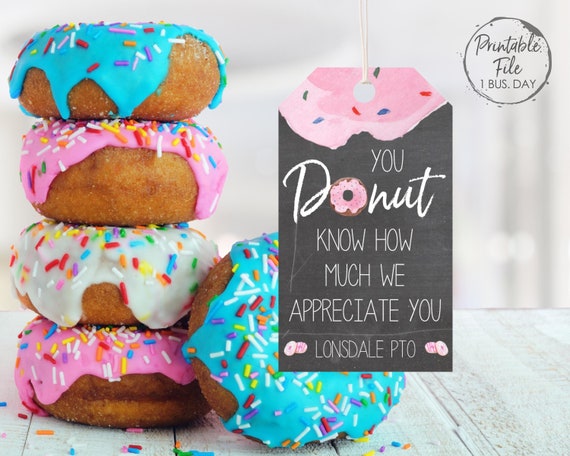 Teacher Appreciation Printable, Teacher Appreciation Tags, Donut Gift ...
