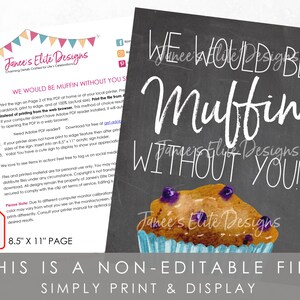 Employee Appreciation Printable, We Would Be Muffin Without You ...