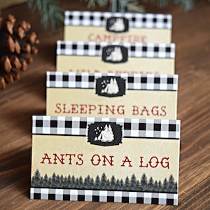 Camping Party, Camping Party Decorations, Name Cards, Food Labels ...