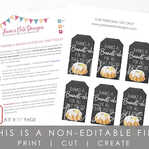 Bundt Cake Appreciation Tags, Teacher Appreciation Week, Thanks a Bundt ...