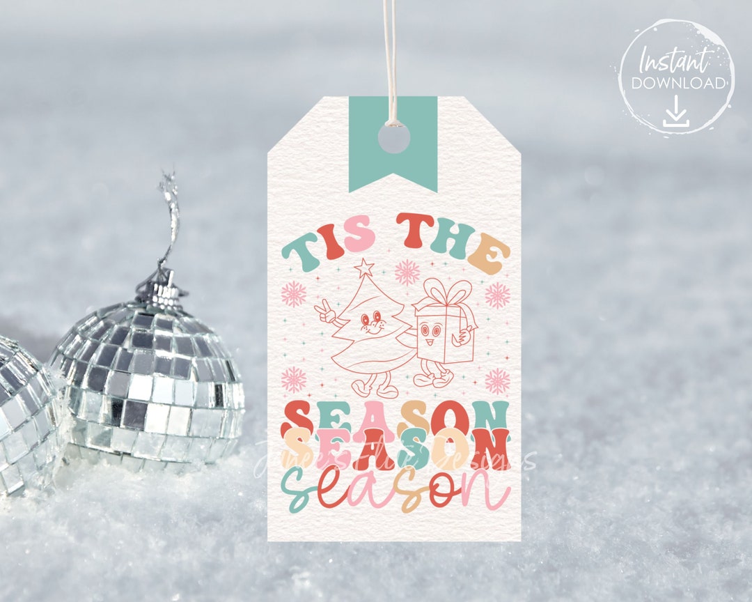 Tis the Season Retro Gift Tags Printable Christmas Tags - Etsy Australia