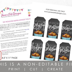 Teacher Appreciation Tags, We Would Be Muffin Without You, Teacher ...