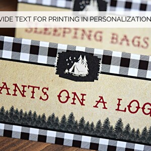 Camping Party, Camping Party Decorations, Name Cards, Food Labels ...