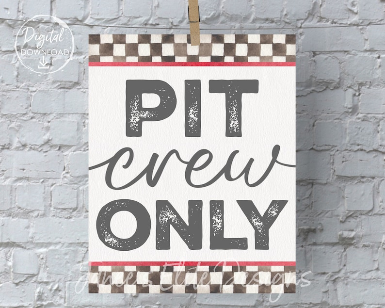 Race Car Party Sign Pit Crew Only Race Car Birthday Party - Etsy