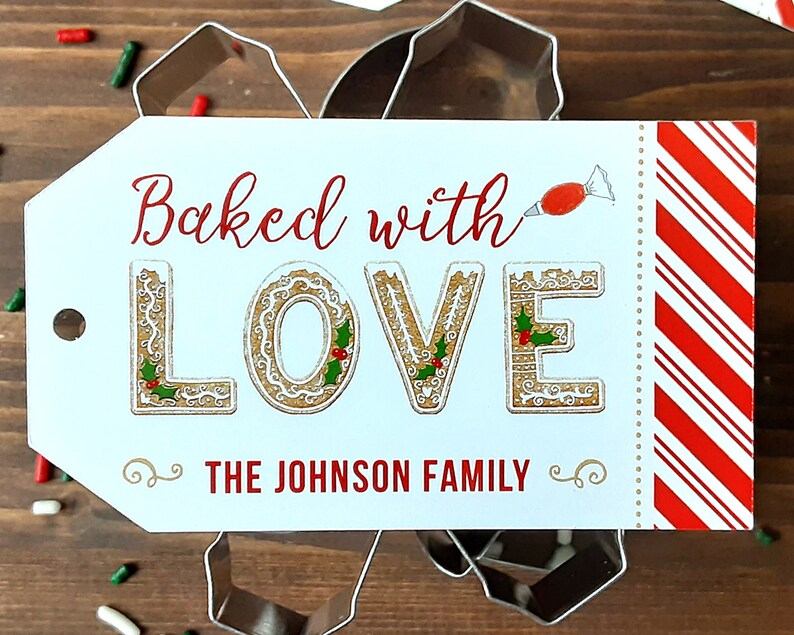 Baked With Love Tags Christmas Gift Tags Holiday Party - Etsy
