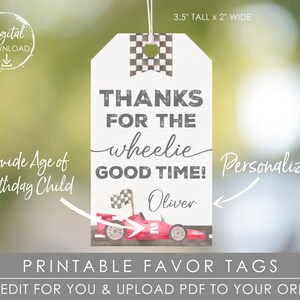 Race Car Party Favor Tags, Party Favors for Kids, Two Fast Birthday ...