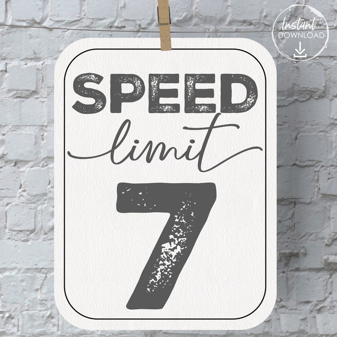 Speed Limit 7 Sign, 7th Birthday Race Car Party, 7 Year Old Birthday ...