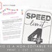 Speed Limit 4 Sign, Need Four Speed Birthday, Race Car Party, Birthday ...