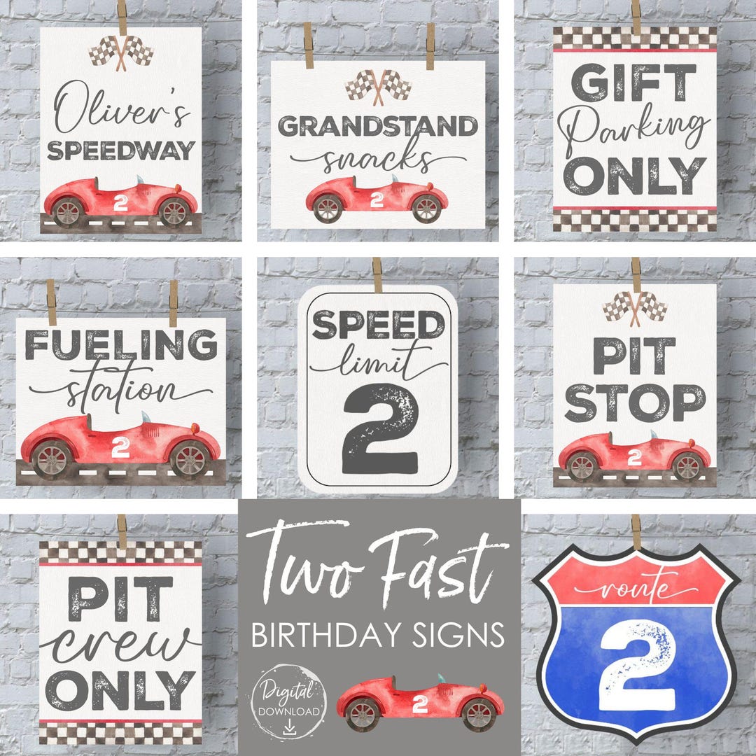 Vintage Race Car Party Two Fast Birthday Decorations Racecar Party ...