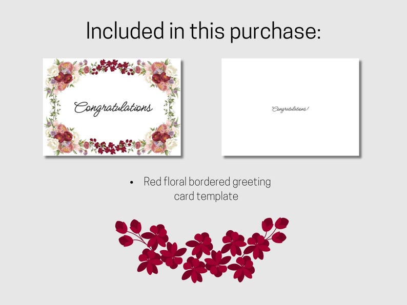 Red Floral Congratulations Greeting Card Customisable - Etsy