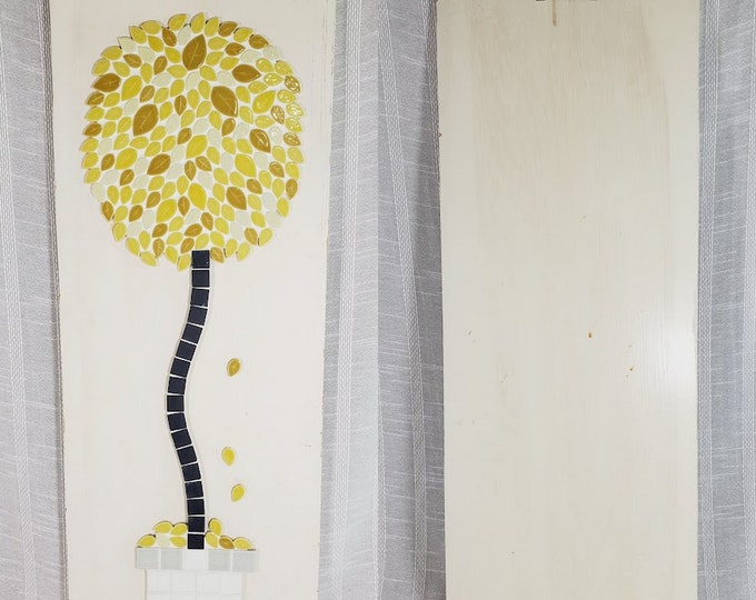 Vintage Ceramic Tile Mosaic Wall Art Golden Tree Fall on Wood 1965 ...