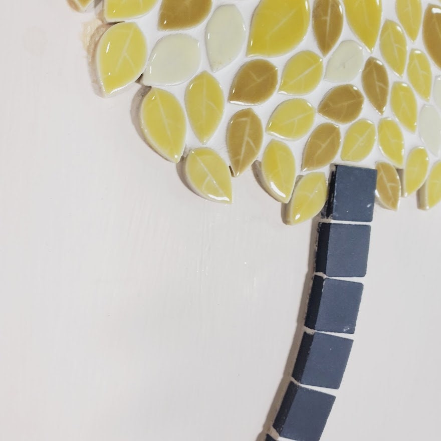 Vintage Ceramic Tile Mosaic Wall Art Golden Tree Fall on Wood 1965 ...