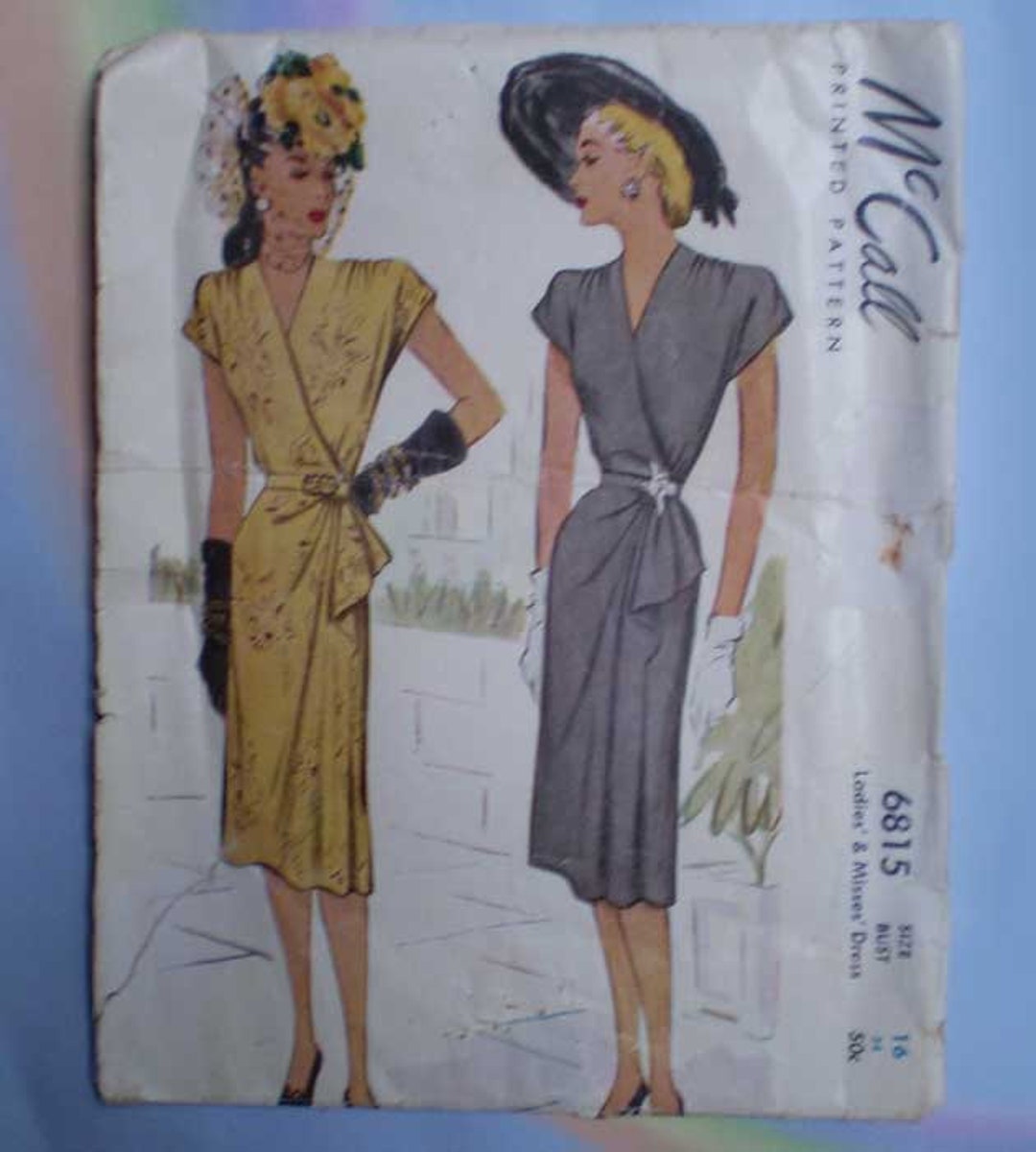 Vintage 40s Noir Dress Pattern With Hip Swag 34 28 37 - Etsy